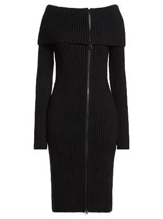TOD'S Midi Length Cashmere And Merino Wool Bodycon Sweater Dress - Black