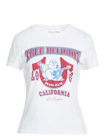 True Religion T-shirt With Print, Crystals And Logo - White