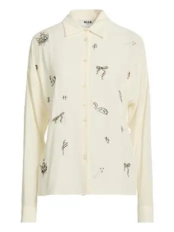 MSGM Crepe Shirt With Appliqués - Cream