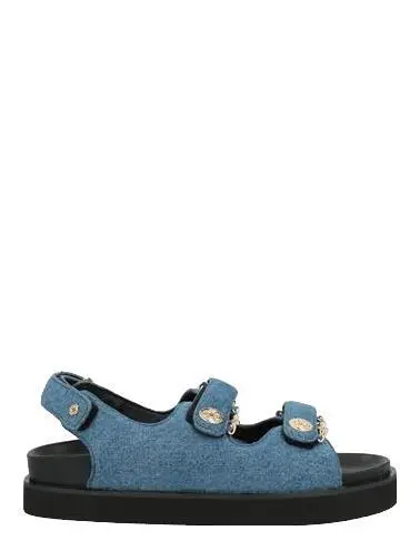 Maje Denim Slingback Sandals - Blue