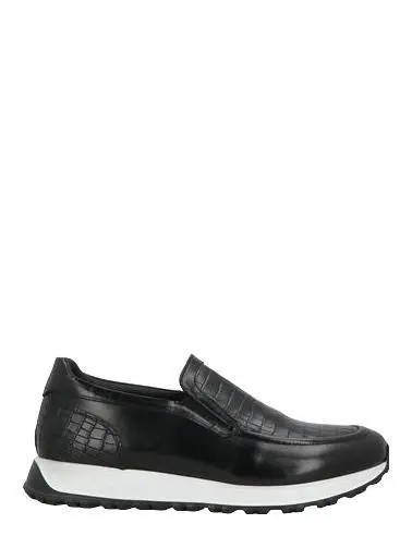 GIOVANNI CONTI Calfskin Crocodile-print Sneakers - Black