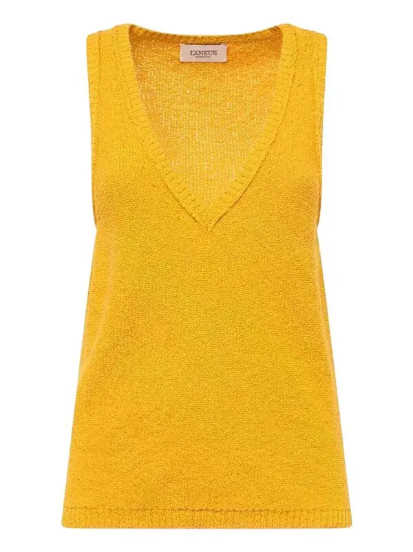 LANEUS V-neck Knitted Sleeveless - Yellow