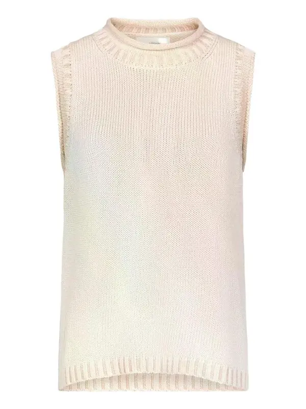 Loulou De Saison Effy Ribbed Collar Sleeveless Top - Neutrals