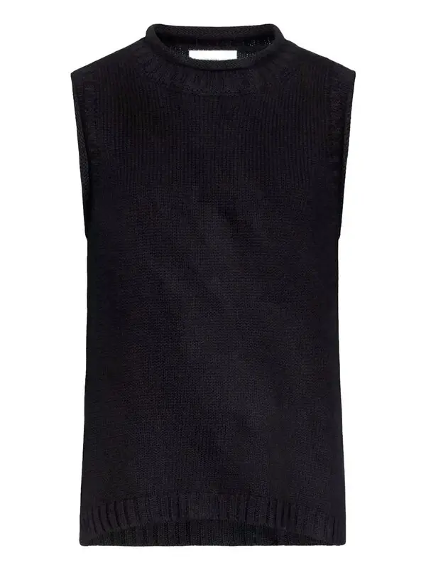 Loulou De Saison Effy Rolled Collar Ribbed Vest - Black