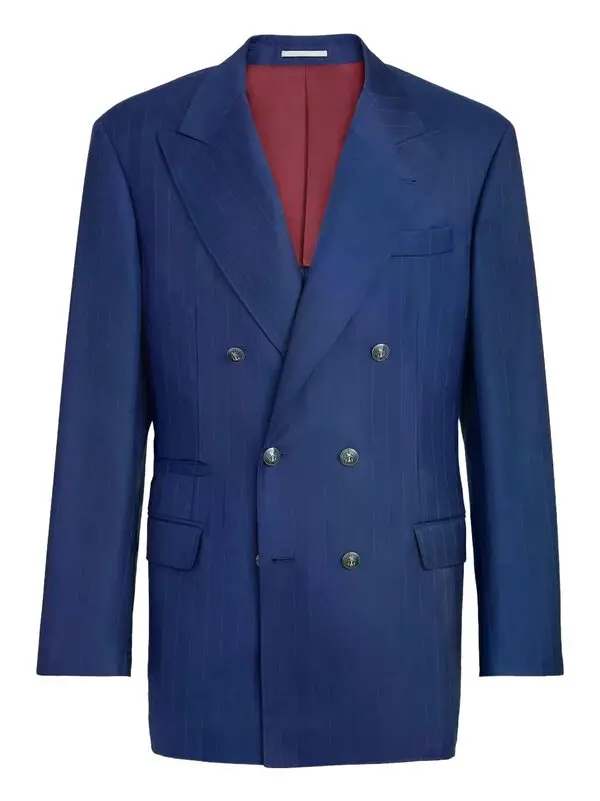 Brunello Cucinelli Chalk-stripe Blazer - Blue