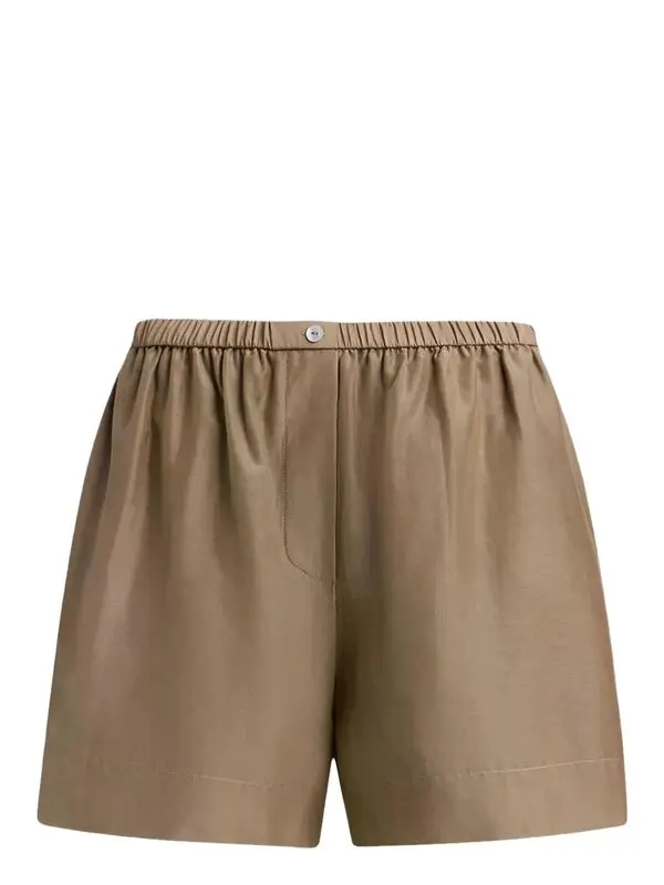 12 STOREEZ Elasticated-waist Cotton Shorts - Brown