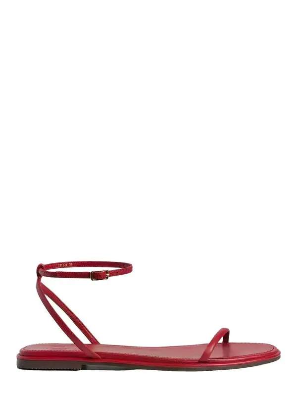 12 STOREEZ Leather Flat Sandals - Red