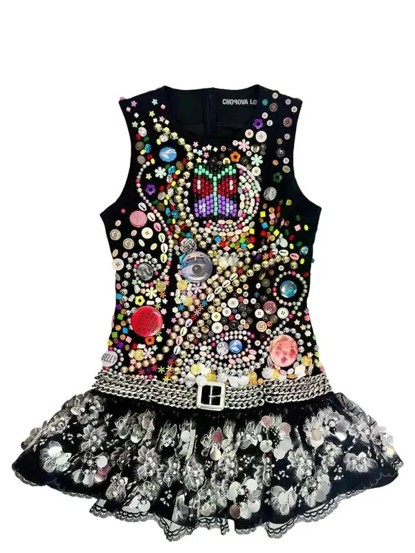 CHOPOVA LOWENA Skyhawk Embellished Dress - Black