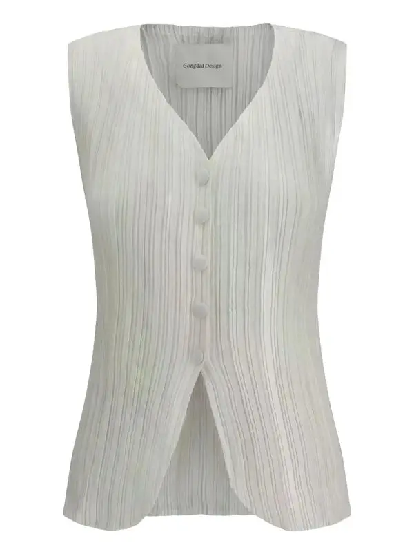 GONGDID DESIGN Buttoned Pleated Gilet - White