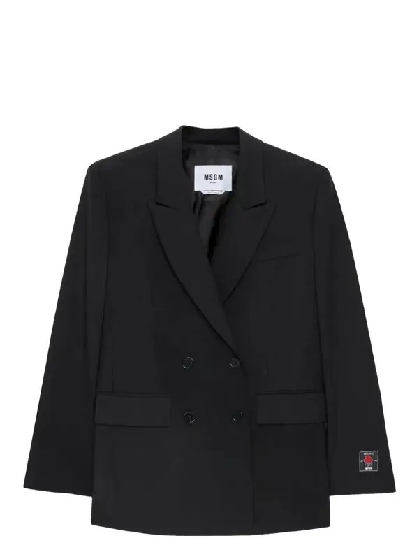 MSGM Double-breasted Patch Blazer - Black
