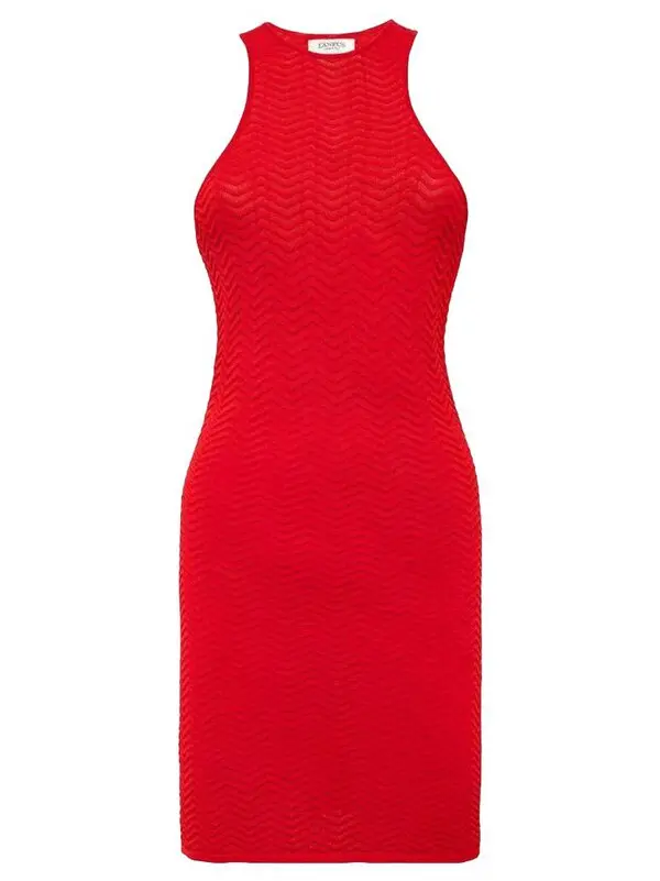 LANEUS Sleeveless Knitted Dress - Red