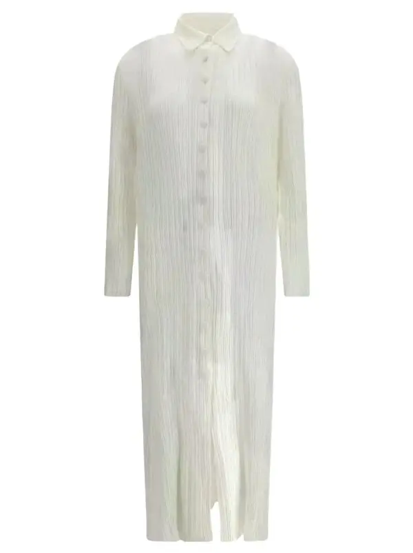 GONGDID DESIGN Pleated Buttoned Maxi Dress - White