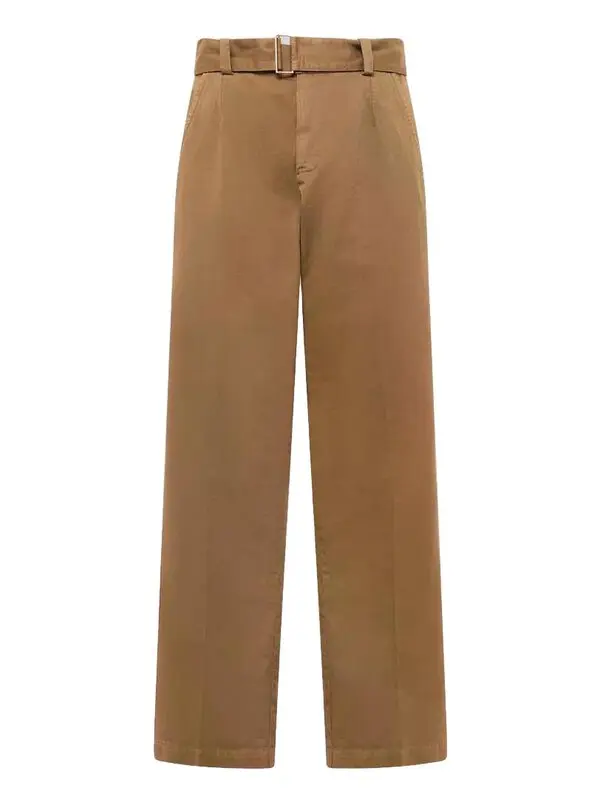 LANEUS Belted Wide Leg Trousers - Brown