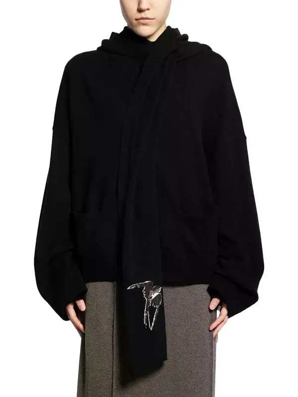 ZIGGY CHEN Scarf Cardigan - Black