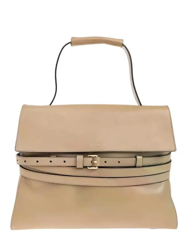 Moschino Tote Bag With Buckle Detail - Neutrals