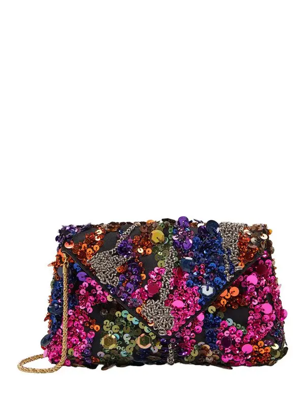 Dries Van Noten Embellished Satin Clutch - Orange