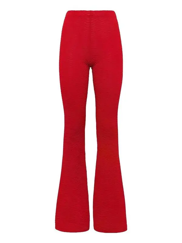 LANEUS Knit Flared Trousers - Red