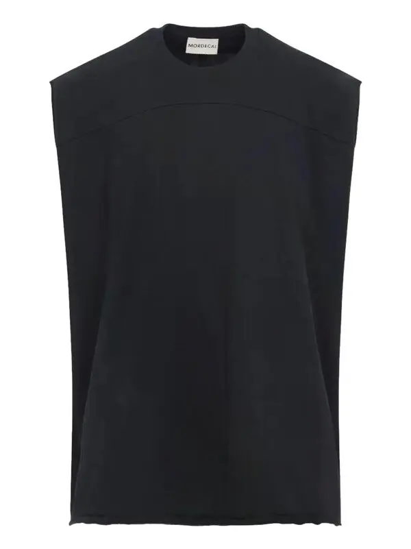 MORDECAI Striped Back Sleeveless Vest - Black