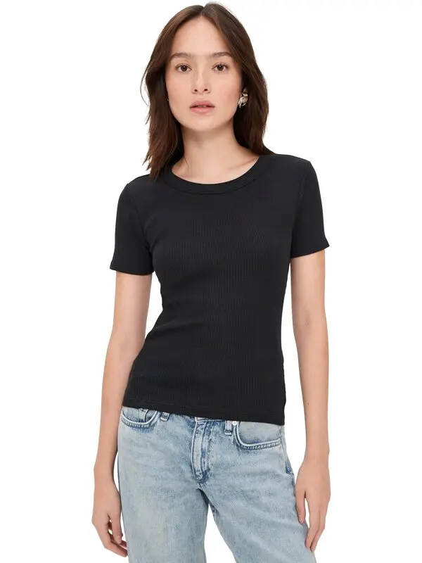 Rag & Bone Essential Rib Crew Neck Tee - Black