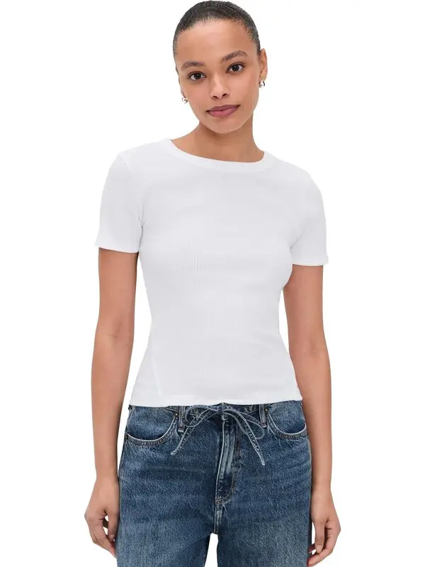 Rag & Bone Essential Rib Crew Neck Tee - White