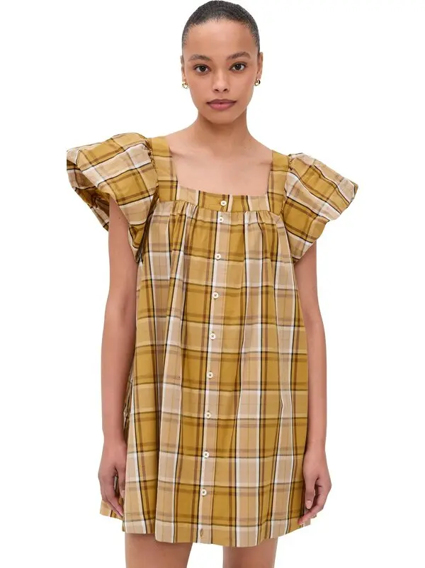 Sea Copeland Plaid Mini Dress - Yellow
