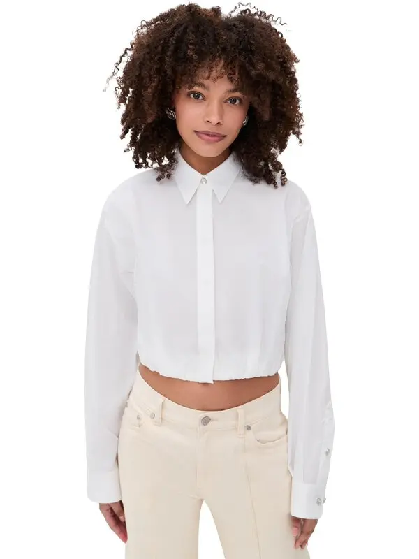 Helmut Lang Cropped Gathered Shirt - White