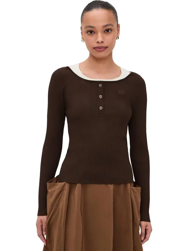 Baum Und Pferdgarten Clary Long Sleeve Top - Hot Fudge