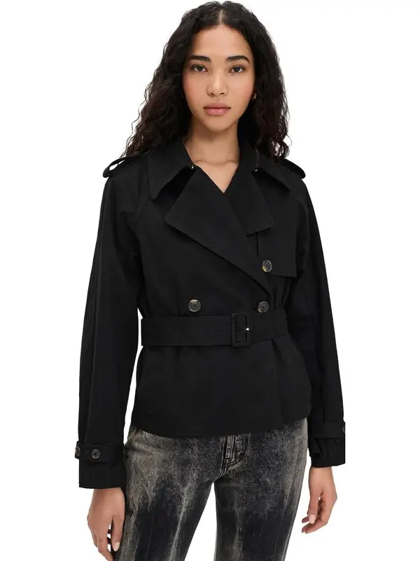 Good American Twill Trench Jacket - Black