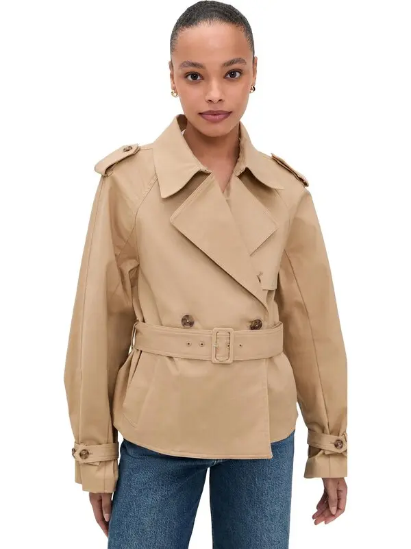 Good American Twill Trench Jacket - Sandy Fawn