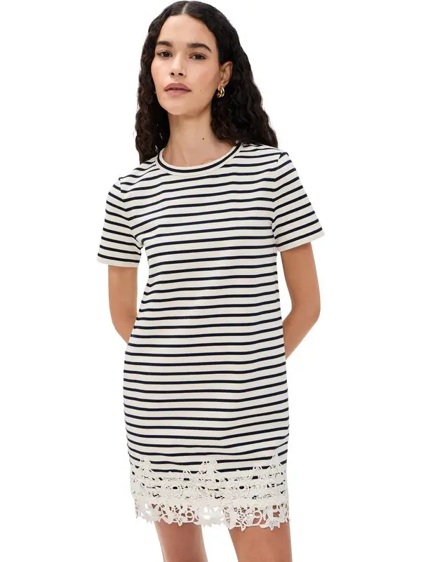 Veronica Beard Rhue Stripe Dress - Dove/navy Stripe