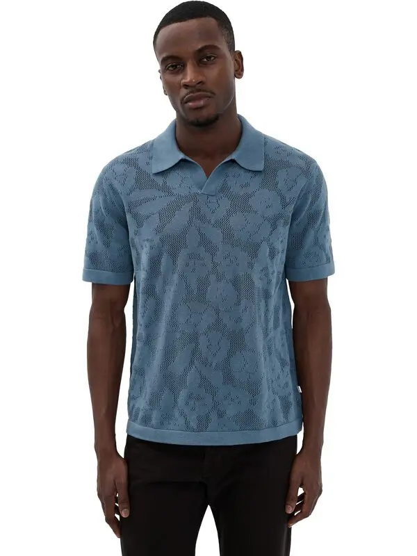 Nn07 Ryan Pointelle Polo - Stone Blue