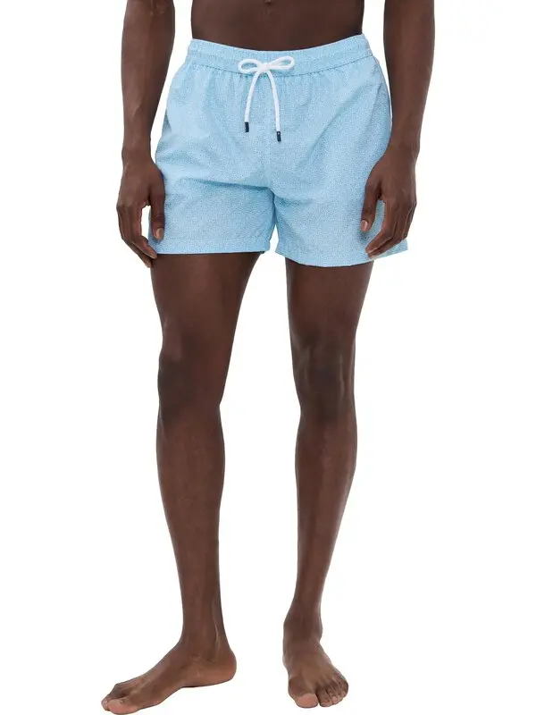Fedeli Madeira Swim Trunks - Teal Circular Print