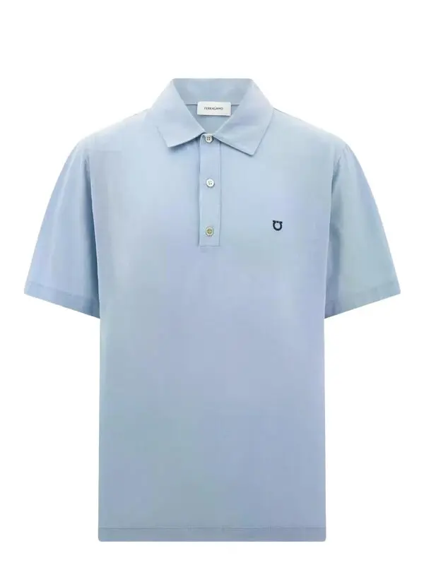 FERRAGAMO Short Sleeve Jersey Polo - Blue