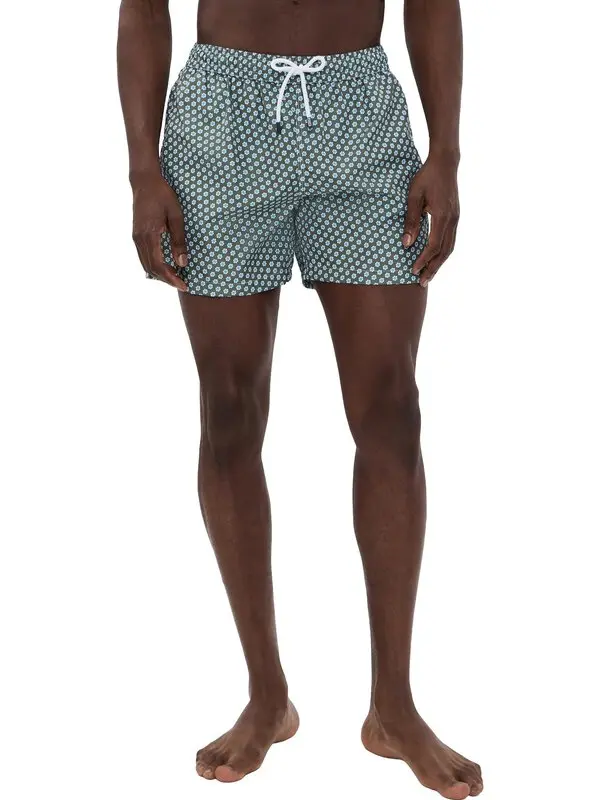 Fedeli Madeira Swim Trunks - Olive Floral Print