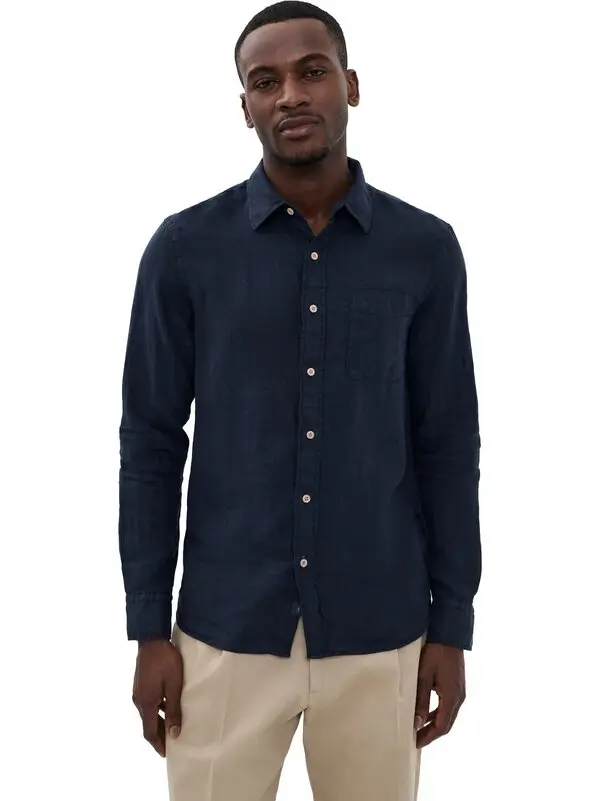 Faherty Brand Laguna Linen Shirt - Island Navy
