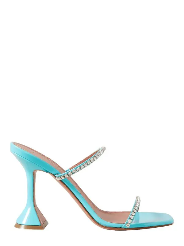 Amina Muaddi Gilda Crystal-embellished Mules - Blue