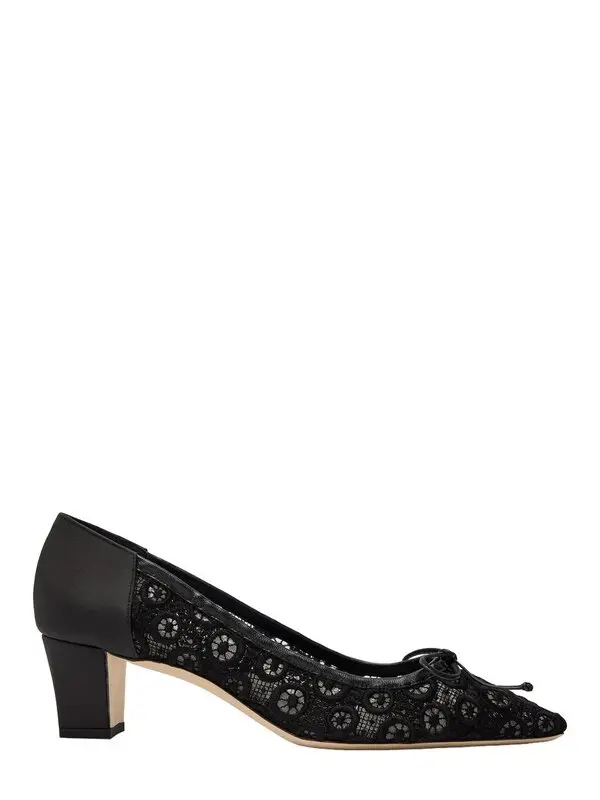 Manolo Blahnik Martebal 50 Lace And Satin Pumps - Black