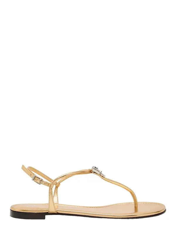 GIUSEPPE ZANOTTI Crystal-embellished Leather Sandals - Gold