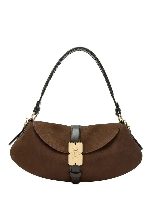GANNI Kat Suede Shoulder Bag - Brown