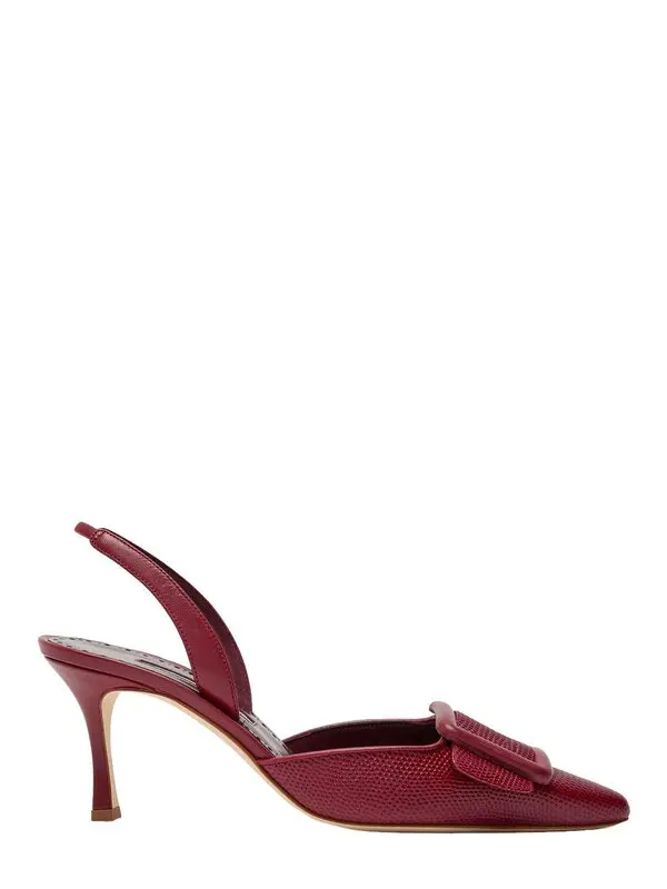 Manolo Blahnik Mayslibi 70 Slingback Leather Pumps - Burgundy