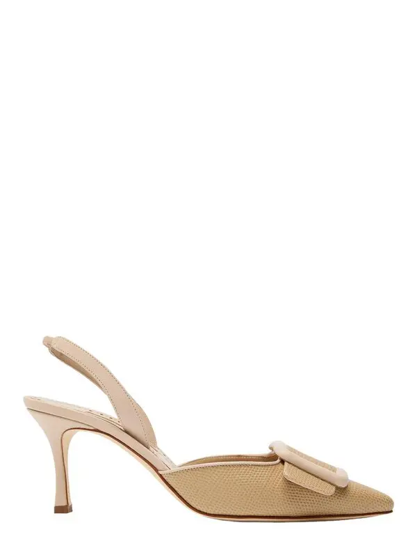 Manolo Blahnik Mayslibi 70 Slingback Leather Pumps - Nude