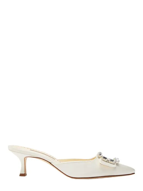Manolo Blahnik Mayjou 50 Embellished Satin Pumps - Cream