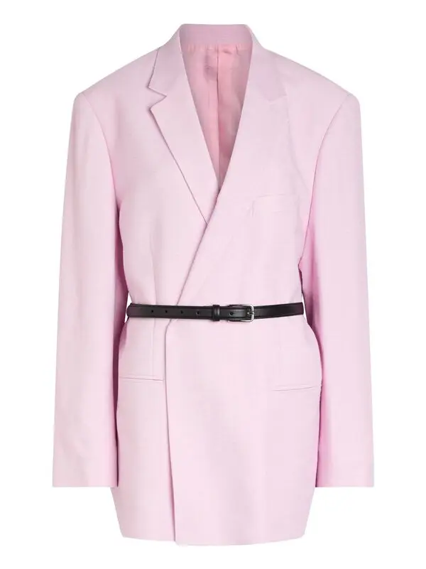 ARMARIUM Rea Belted Slubbed Woven Blazer - Pink
