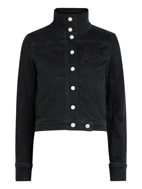 COURREGES Reedition Logo Stretch-denim Jacket - Black
