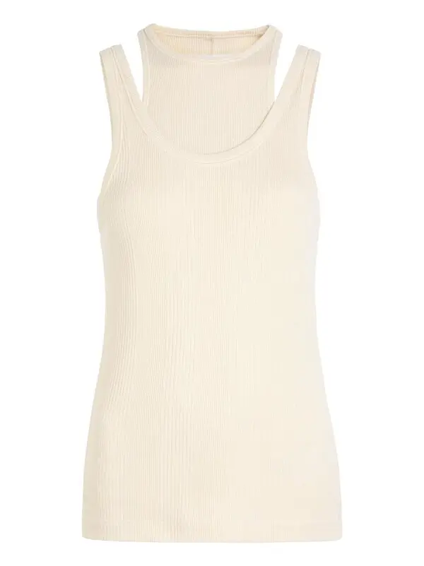 ARMARIUM Filippa Layered Ribbed Cotton Tank - Off White