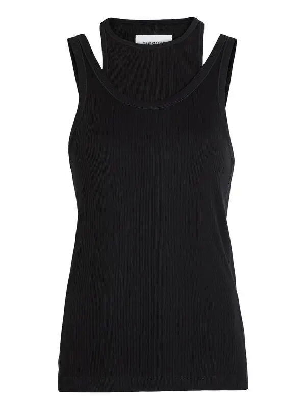 ARMARIUM Layered Ribbed Cotton Tank - Black