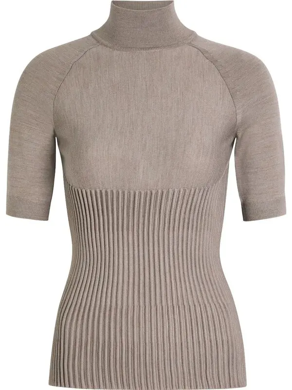 Alaïa Ribbed Wool-blend Top - Grey
