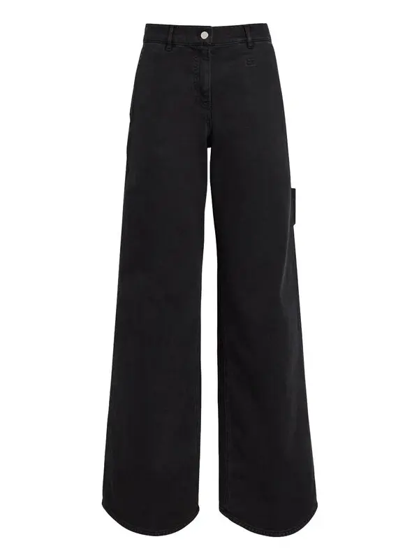 COURREGES Hammer Logo-embroidered Wide-leg Jeans - Black