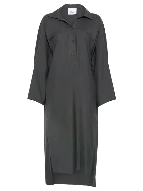 Erika Cavallini Button Front Shirt Dress - Grey