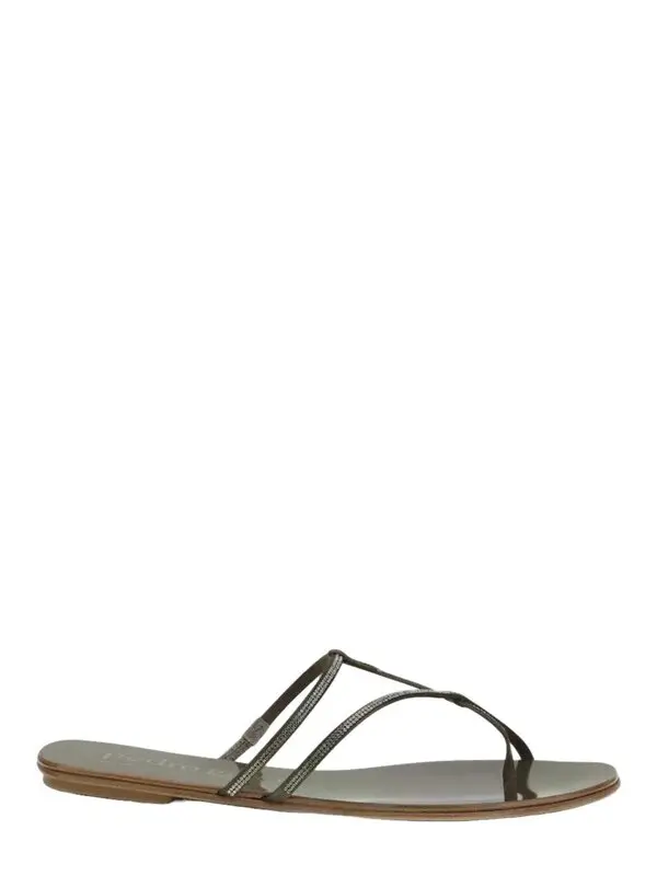 PEDRO GARCIA Embellished T-strap Sandals - Brown